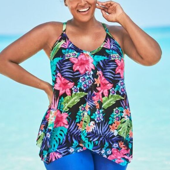 Swimsuits For All | Swim | Nwt Drape Mesh Racer Back Tankini Top ...